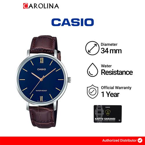 Promo Jam Tangan Wanita Casio General LTP-VT01L-2B Blue Dial Brown ...