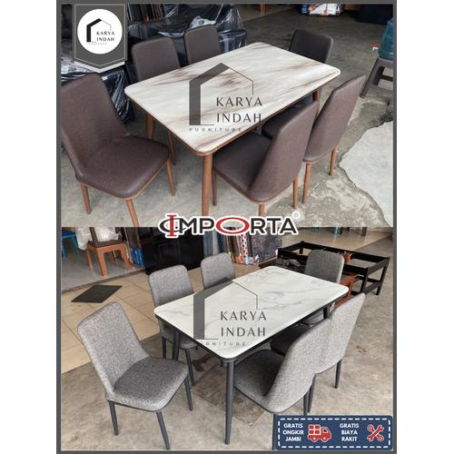 Jual Meja Makan BATU MARMER 6 Kursi Besi IMPORTA DS MATTO Dining Table ...