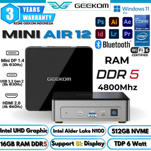 Promo Mini PC Geekom Mini Air 11 Intel N5095 8+256GB Windows 11 Pro ...