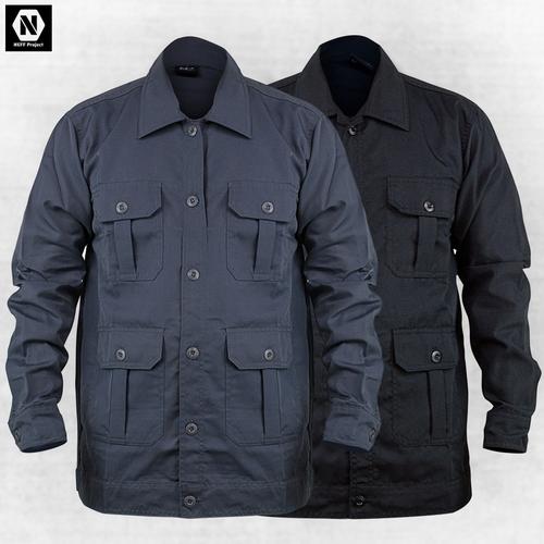 Jual Java Seven Kemeja trucker parka tangan panjang pria Hitam-Abu ISL ...