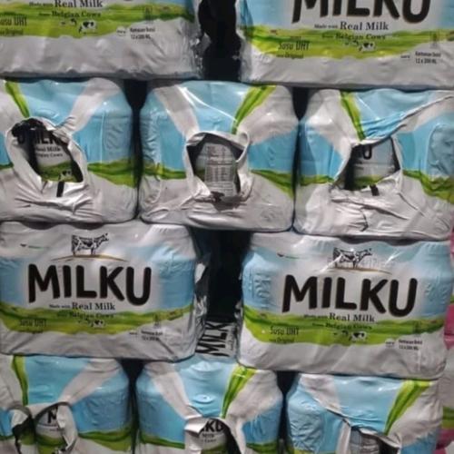 Jual MILKU SUSU PUTIH / ORIGINAL / PLAIN UHT 200ML DUS ISI 12 BOTOL ...