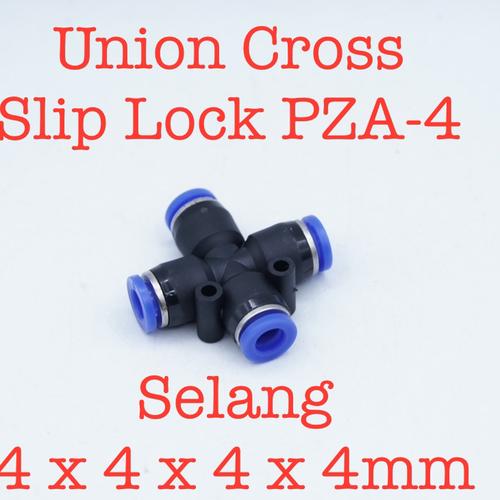 Jual PZA-4 PZA4 Konektor Fitting Cross Tee Pneumatic Slip Lock Selang 4 x 4 x 4 x 4mm 4 Ways ...