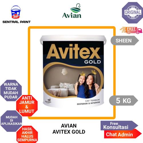 Jual AVITEX GOLD CAT TEMBOK INTERIOR & EXTERIOR 5 KG AVIAN ALL VARIAN ...