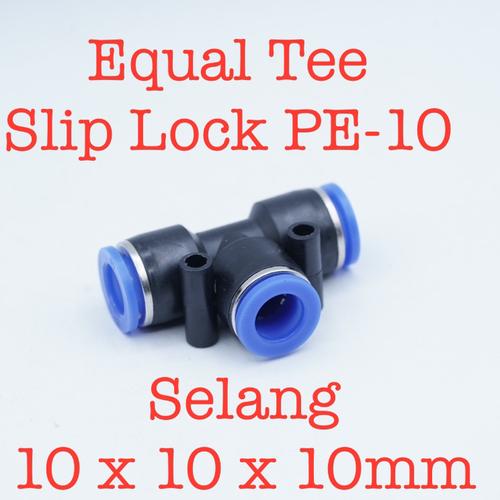 Jual PE-10 PE10 Konektor Fitting T Tee Pneumatic Slip Lock Selang 10 x ...