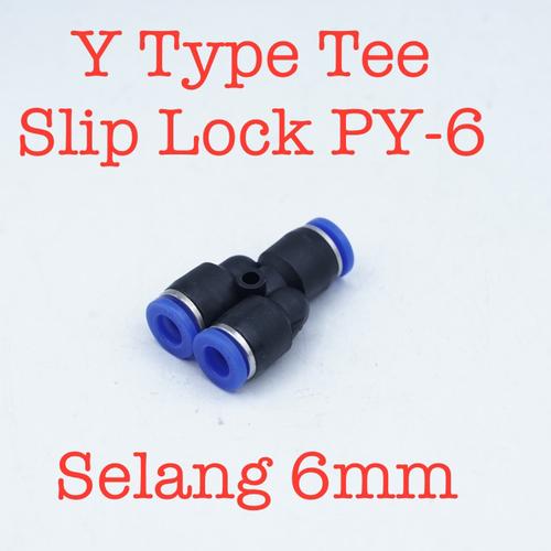 Jual PY-6 PY6 Konektor Fitting Y Type Tee Pneumatic Slip Lock Selang 6 ...