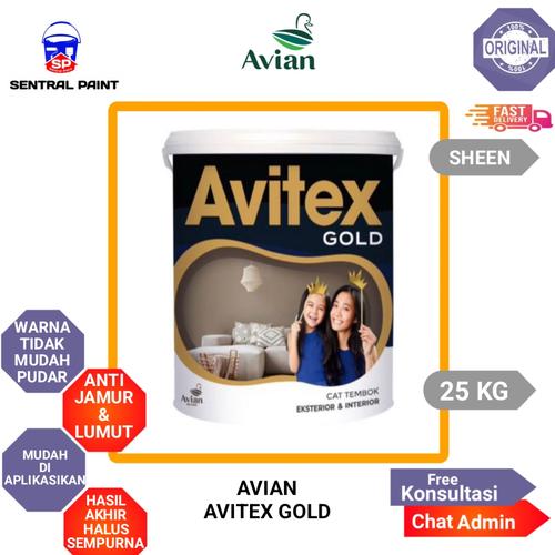 Jual AVITEX GOLD CAT TEMBOK INTERIOR & EXTERIOR 25 KG AVIAN ALL VARIAN ...