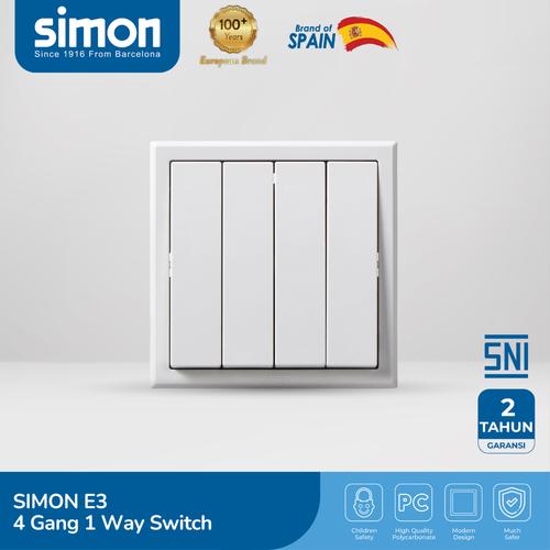 Jual SIMON E3 4 Gang 1 Way Switch / Saklar listrik / Saklar on-off ...