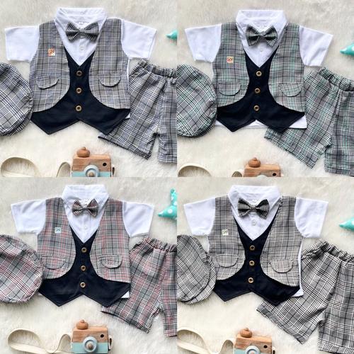 Jual setelan tuxedo anak vest balita laki laki 1 2 3 tahun free topi ...