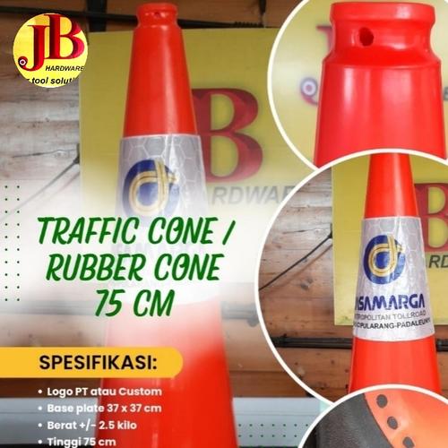 Jual Traffic Cone Rubber Cone 75 cm Logo Berat 2.5 kilo ada lubang Tali ...