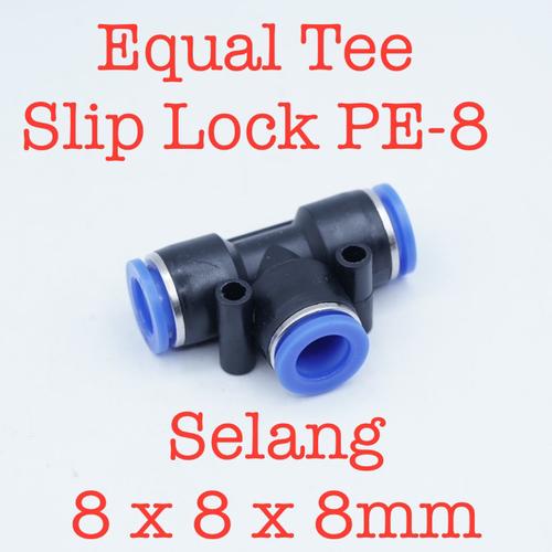 Jual PE-8 PE8 Konektor Fitting T Tee Pneumatic Slip Lock Selang 8 x 8 x ...
