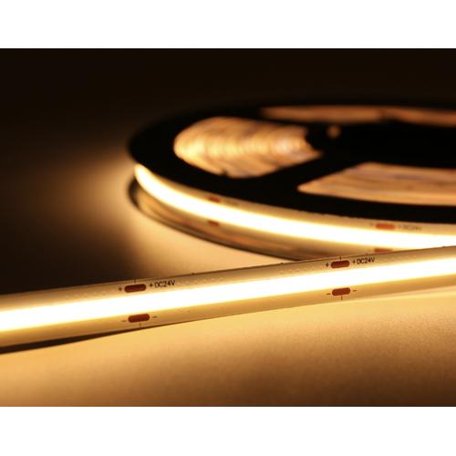 Jual led cob strip dotless 5watt/mtr 10watt 24v 3000k cri90+ 480leds ...