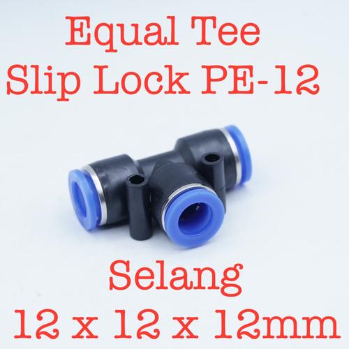 Jual PE-12 PE12 Konektor Fitting T Tee Pneumatic Slip Lock Selang 12 x ...