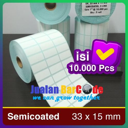 Jual LABEL BARCODE 33 X 15 (3 LINE) KERTAS STICKER LABEL SEMICOATED ...
