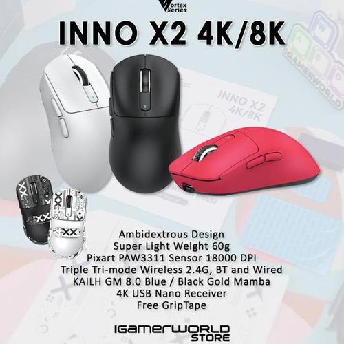 Jual VortexSeries INNO X2 Super Light Wireless Gaming Mouse - WHITE 4K ...
