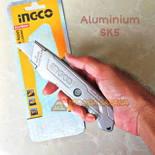Jual Pisau Utility Knife INGCO HKNS11615 Cutter Aluminium Tukang Kayu ...