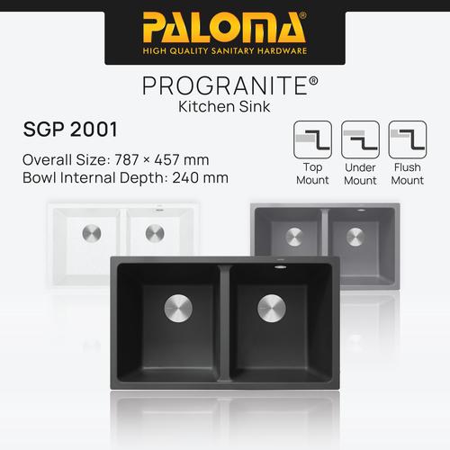 Promo PALOMA SGP 2001 Kitchen Sink Bak Cuci Piring Dapur Progranite 2 Bowl Topmount Undermount ...