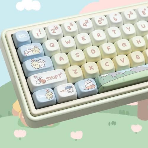 Jual MOA couple rabbit cute holiday summer Farm green gradient keycaps ...