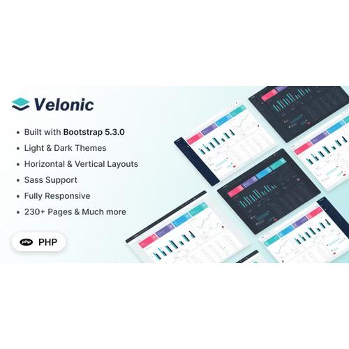 Jual Bootstrap 5 - Velonic v1.0 Premium Admin Dashboard Template (PHP) - DVD - Kab. Gresik ...