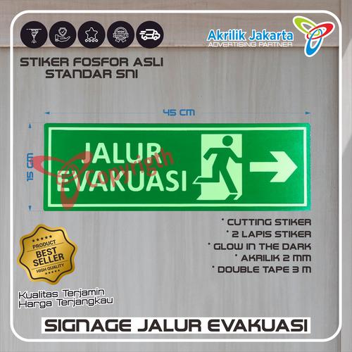 Jual Jalur Evakuasi / Exit Sign (GLOW IN THE DARK) ukuran 45 x 15cm ...