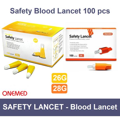 Jual Safety Lancet Onemed Blood Lancet Box 100 pcs - 28G - Kota ...