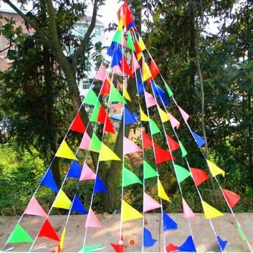 Jual 100/80M 150Pcs Bendera Segitiga Warna-Warni 80 Meter Bendera Segitiga Hias Festival Bendera ...
