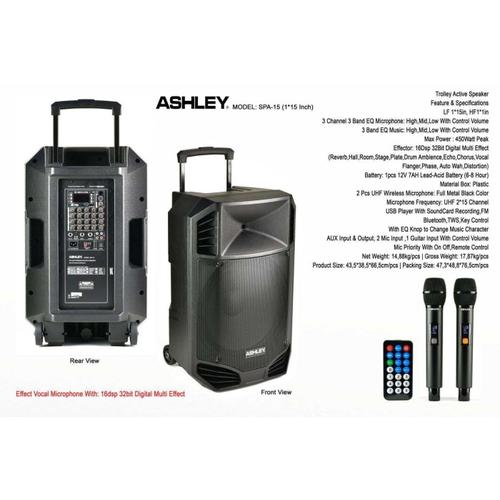 Jual SPEAKER Aktif PORTABLE ASHLEY SPA15 SPA 15 INCH Wireless ORIGINAL ...