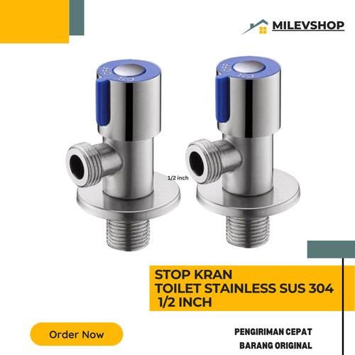 Promo Stop kran toilet stainless sus 304 stop kran single ukuran 1/2 ...