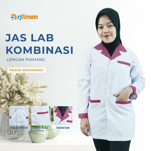 Jual Jas Lab Jas Laboratorium List Pink Biru Custome Logo - Putih List ...
