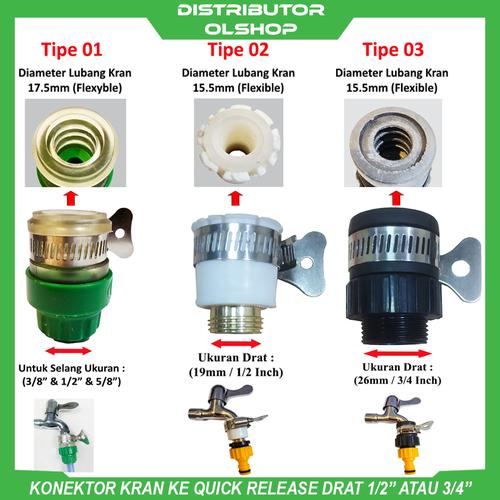 Jual Adaptor Konektor Quick Release Inlet Klem Selang Keran Air ...