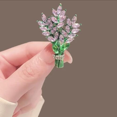 Jual Bros Buket Bunga Lavender Luxury Crystal Purple Lavender Brooch ...