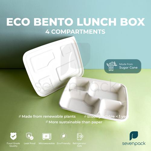 Jual Eco Bento Lunch Box Sekat 4 + LID (Made from Sugarcane Bagasse ...