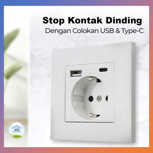 Jual Taffware Stop kontak Dinding USB Type-C Soket Listrik Square Wall ...