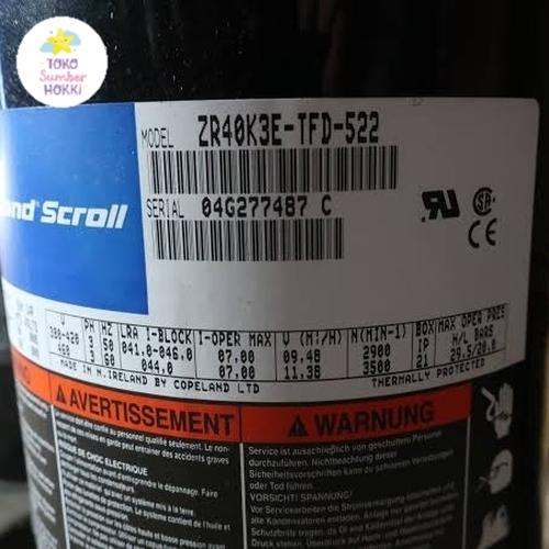 Jual KOMPRESOR AC COPELAND ZR40/ZR40K3E/ZR40K3E-TFD-522 (3,5PK 3PH ...