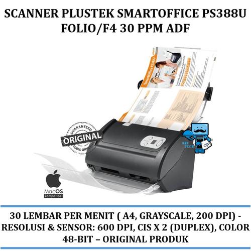 Promo Scanner PLUSTEK SmartOffice PS388U Folio/F4 30 ppm ADF - Garansi ...