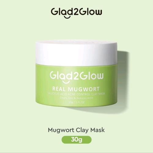 Jual Glad2Glow Real Mugwort Salicylic Acid Acne Control Clay Mask Face Cleansing - 30g - Kab ...