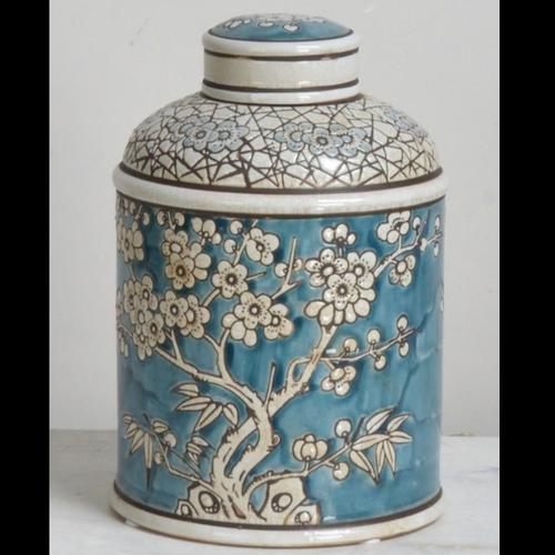 Jual Pajangan Guci Vas Keramik Unik Mewah / Azure Sakura Ginger Jar ...