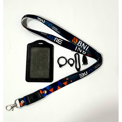 Jual Lanyard Premium BUMN BNI BIRU " FREE " Case Gantungan Karet Oring ...