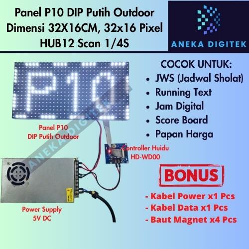 Jual Panel Module Modul LED P10 Running Text DIP White Putih Outdoor ...