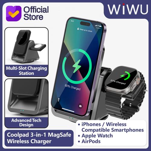 Promo MagSafe Wireless Charger WiWU Coolpad 3-in-1 for 15W iPhone + 3W ...