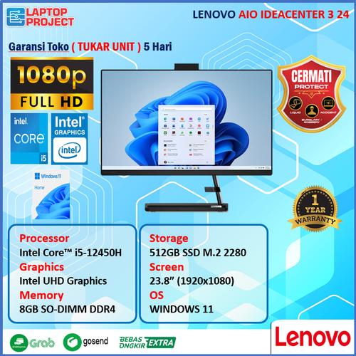 Jual LENOVO AIO IDEACENTER 3 24 I5 12450H 8GB 512GB W11+OHS 23.8FHD IPS ...