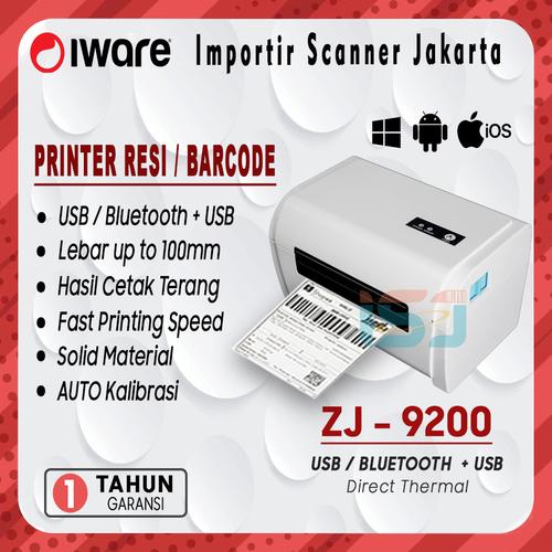 Jual Barcode Printer Alamat / Resi Label USB + BLUETOOTH ZJ-9200 FREE ...