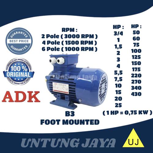 Jual DINAMO ELEKTRO MOTOR ADK 1/2 HP 4 POLE RPM 1500 3 PHASE / DINAMO ...