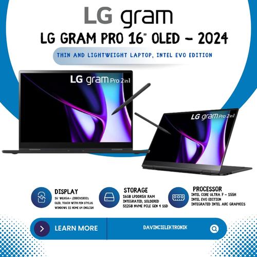 Jual LG GRAM PRO 16 OLED 2IN1 16T90SP ULTRA 7 155H 16GB RAM 512GB SSD ...
