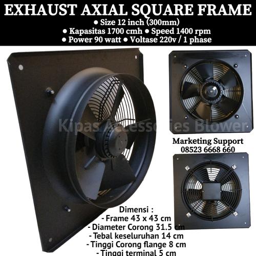 Jual Axial Square Frame 12 inch Exhaust Dinding 12" Kotak Besi 1400rpm ...