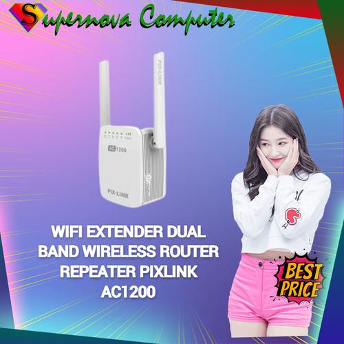 Jual Wifi Extender Dual Band Wireless Router Repeater PIXLINK AC1200 ...