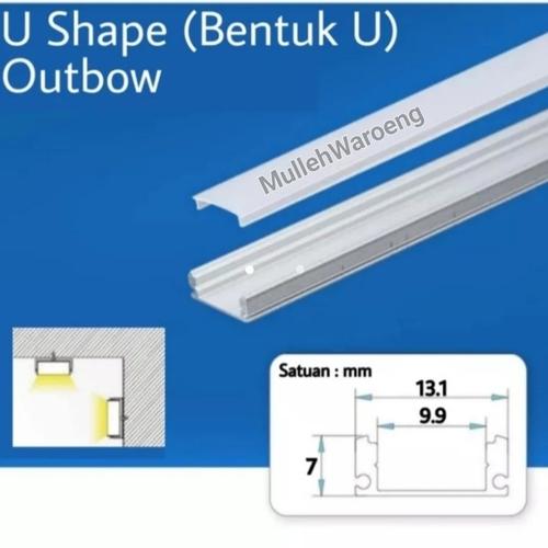 Jual RUMAH LED STRIP ALUMINIUM U SHAPE HOUSING OUTDOOR LED PANJANG 1 ...