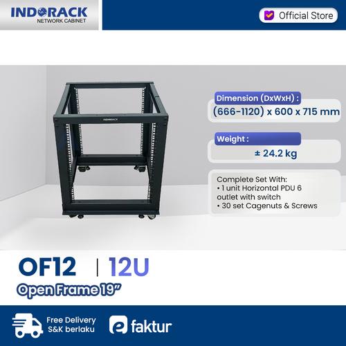 Promo Indorack OF12 Open Frame 12U Rak Server Adjustable Depth 666mm ...