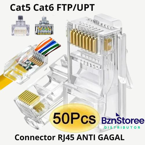 Jual Konektor RJ45 Cat6 Anti Gagal Kabel Tembus RJ45 Cat 6 Connector ...