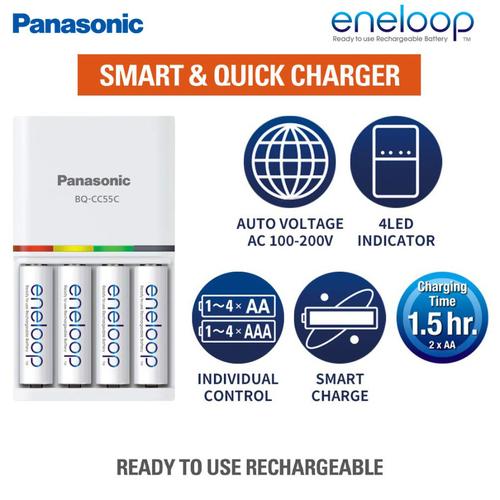 Jual Charger Baterai Panasonic Eneloop Quick Charge 1.5 Hours + Battery ...