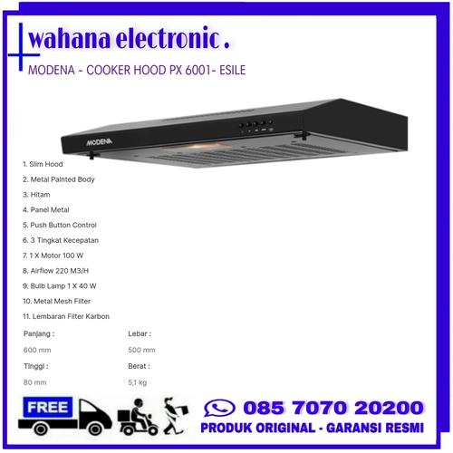Jual MODENA PX6001 COOKER SLIM HOOD 60CM MODENA PX-6001 PENGHISAP ASAP KOMPOR 60 CM - Kota ...